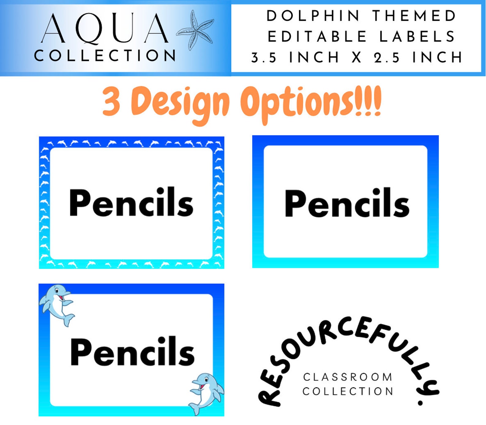 Editable Dolphin Themed Classroom Labels | General Use Editable Labels ...