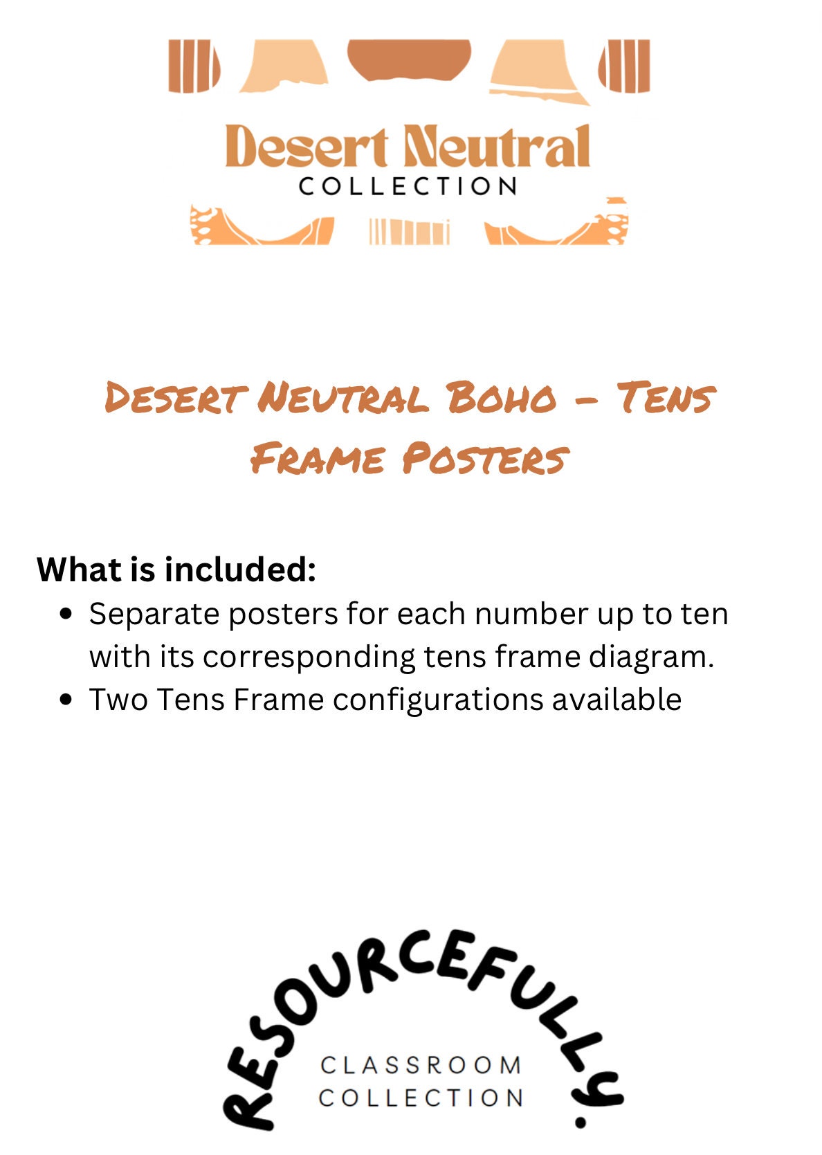 Desert Neutral Boho Tens Frame Number Posters | Classroom Maths Decor ...