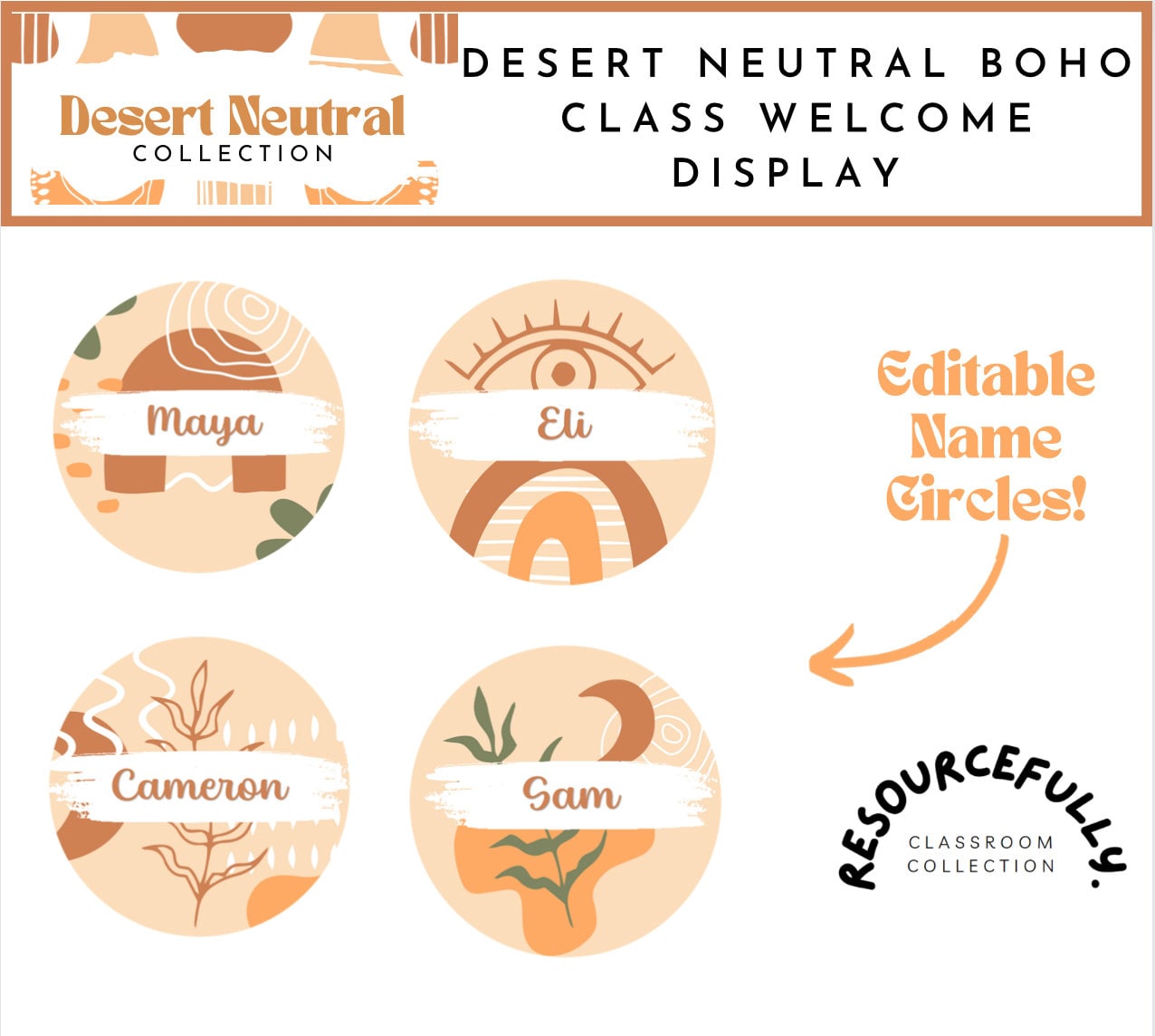 Desert Neutral Boho Editable Classroom Welcome Display | Class Door ...