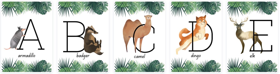 Animal Alphabet Posters and Student Desk Strips L Fauna Alphabet L ...