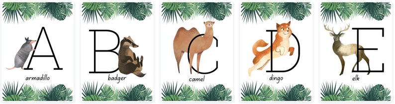 Animal Alphabet Posters and Student Desk Strips L Fauna Alphabet L ...