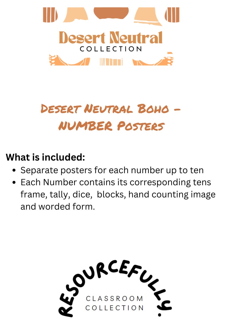 Desert Neutral Boho Number Display | Maths Wall Number Posters ...
