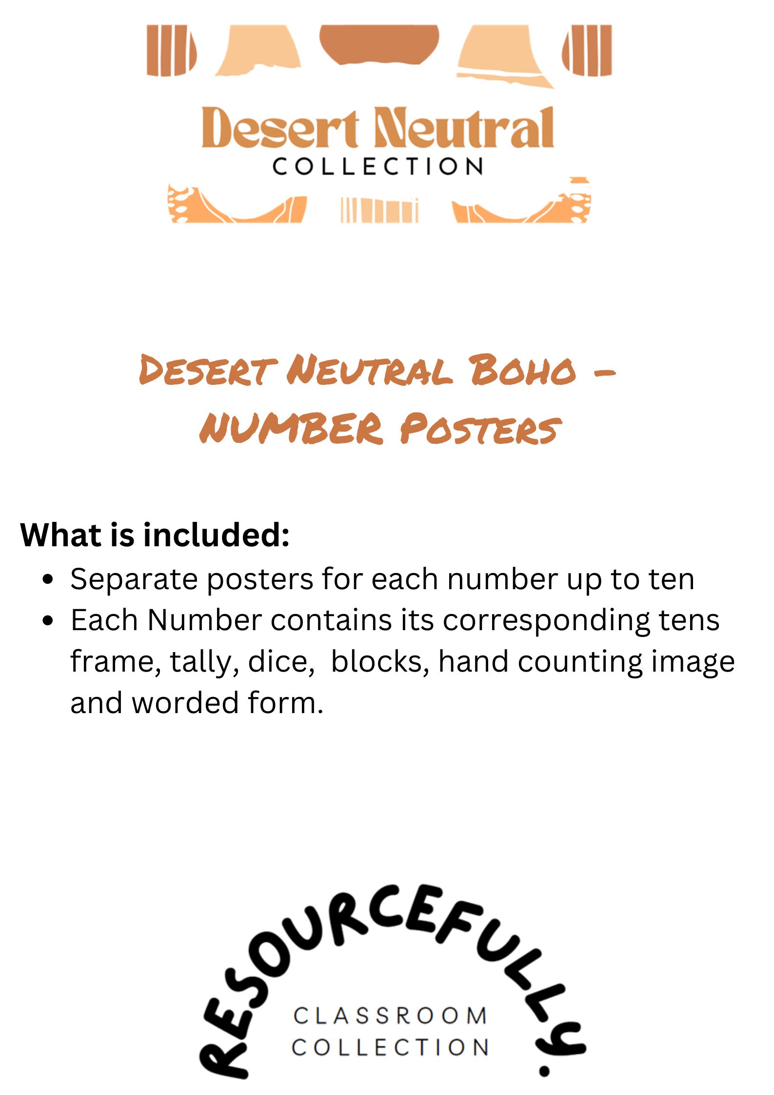 Desert Neutral Boho Number Display | Maths Wall Number Posters ...