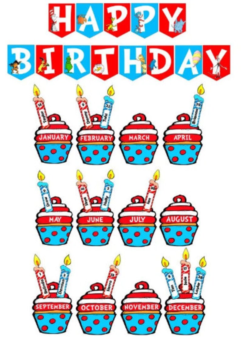 Classroom Cupcake Birthday Display Student Birthday Chart Classroom ...