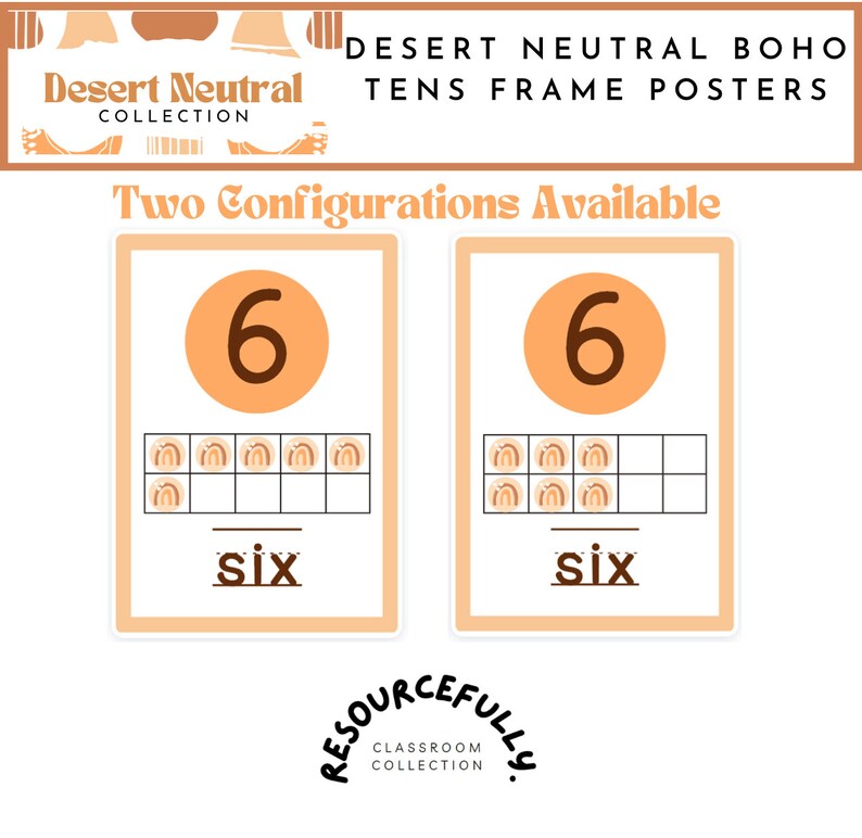 Desert Neutral Boho Tens Frame Number Posters | Classroom Maths Decor ...