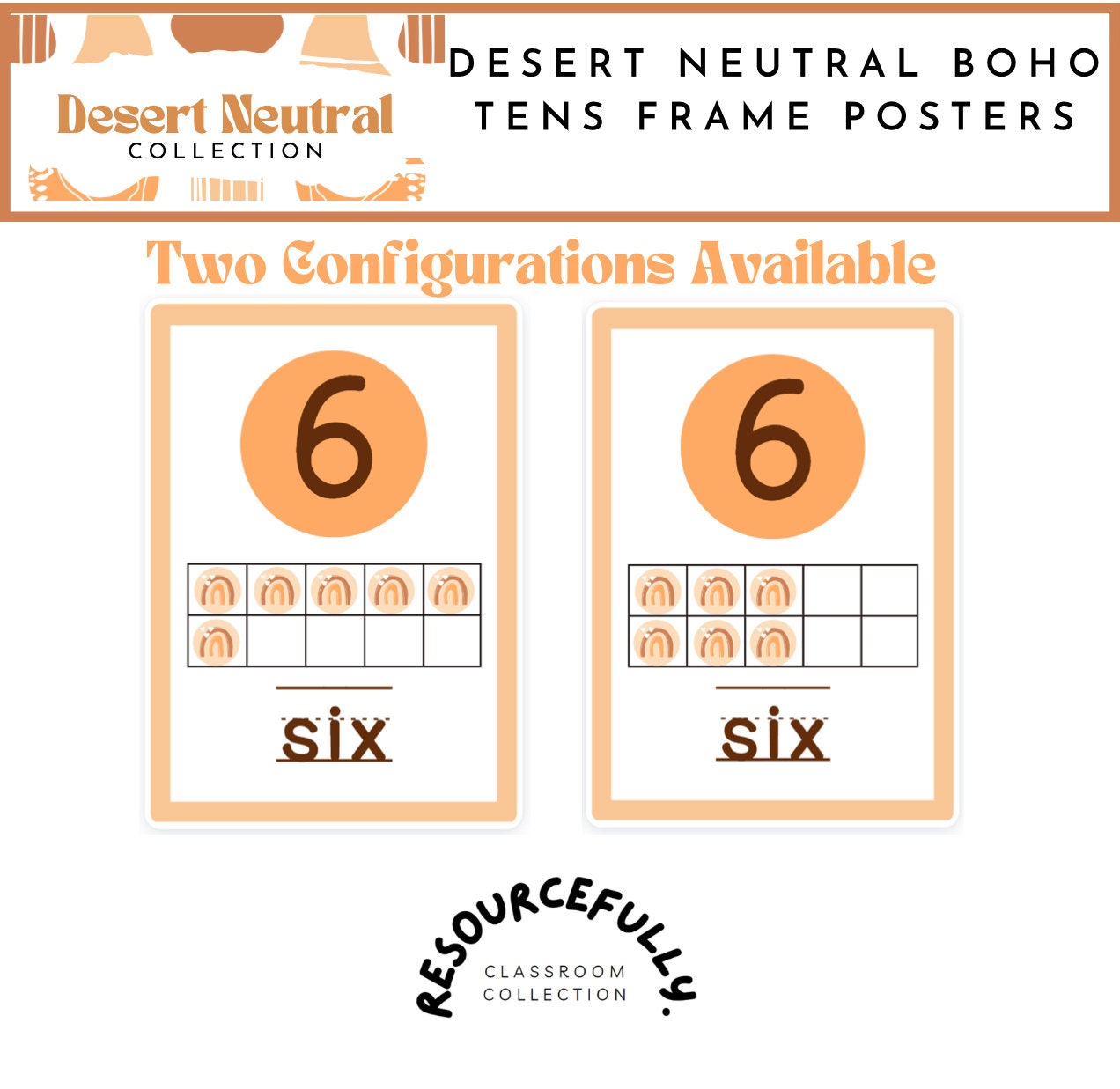 Desert Neutral Boho Tens Frame Number Posters | Classroom Maths Decor ...