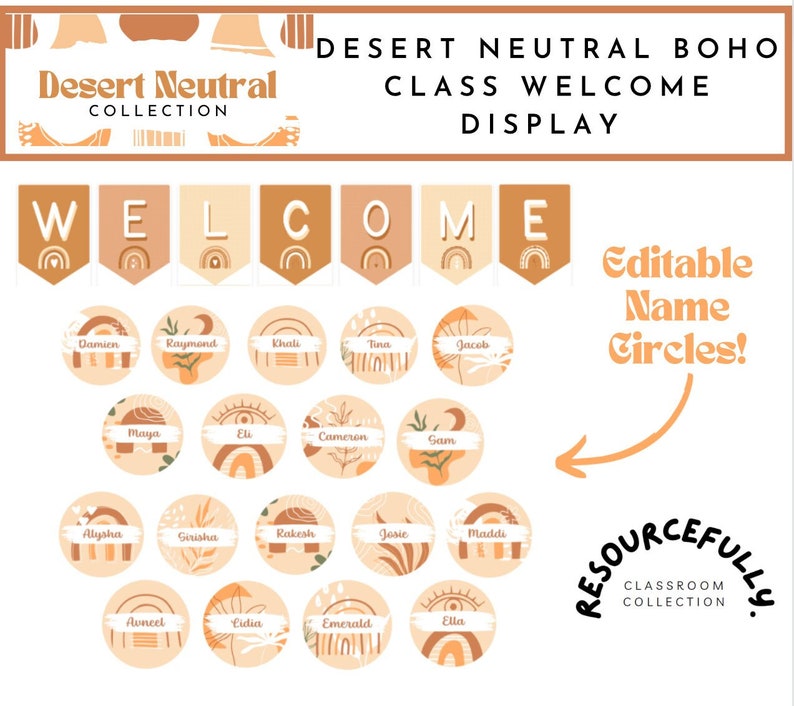 Desert Neutral Boho Editable Classroom Welcome Display Class - Etsy