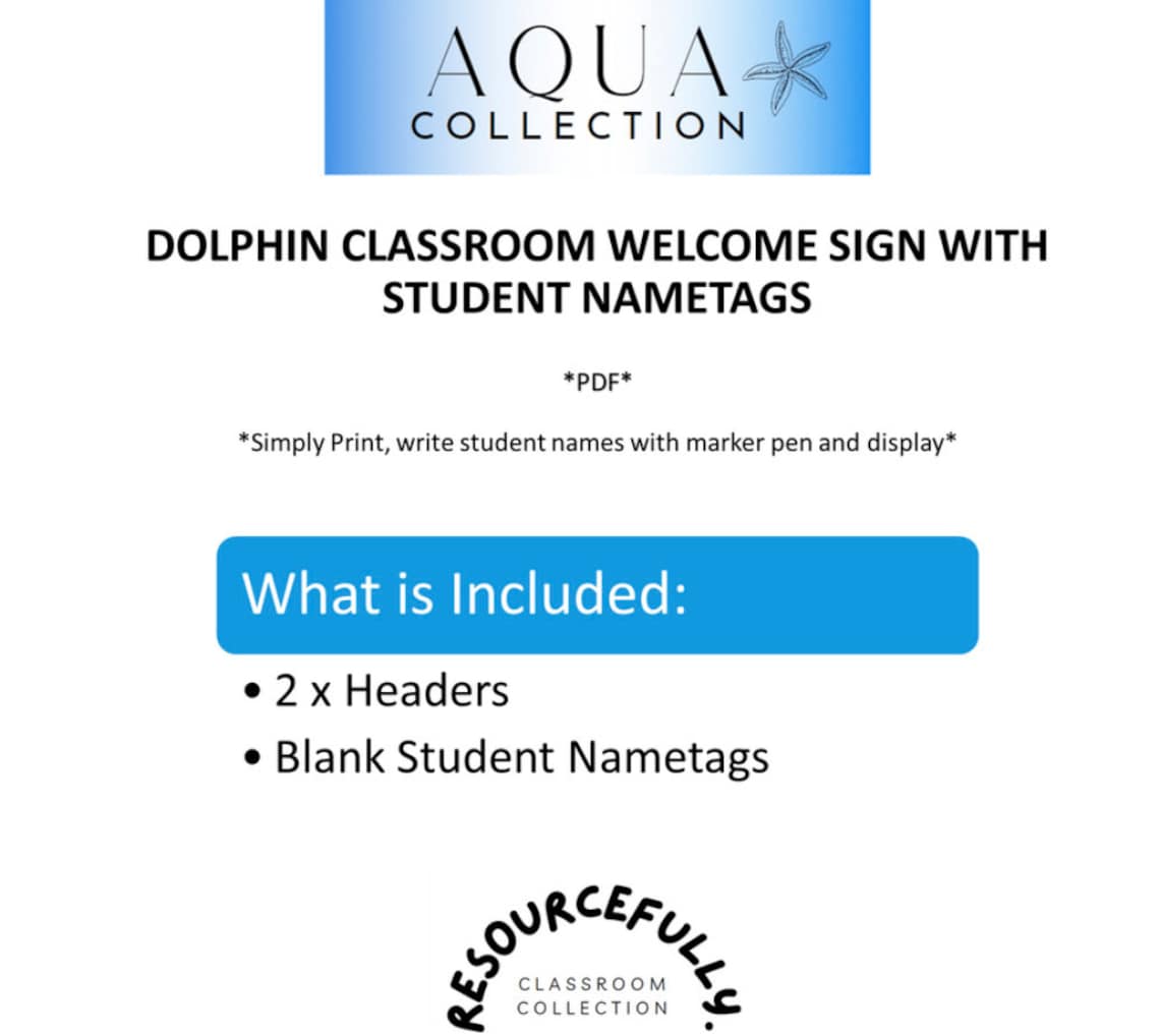 Editable Dolphin Classroom Welcome Sign With Student Name Tags L ...