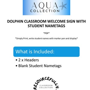 Editable Dolphin Classroom Welcome Sign With Student Name Tags L ...