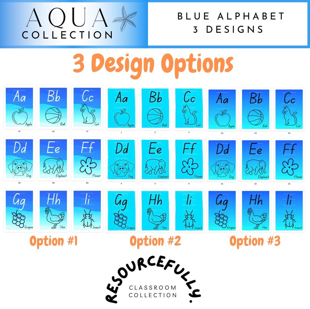 Blue Alphabet Posters L Alphabet Display L Classroom Alphabet L Blue ...