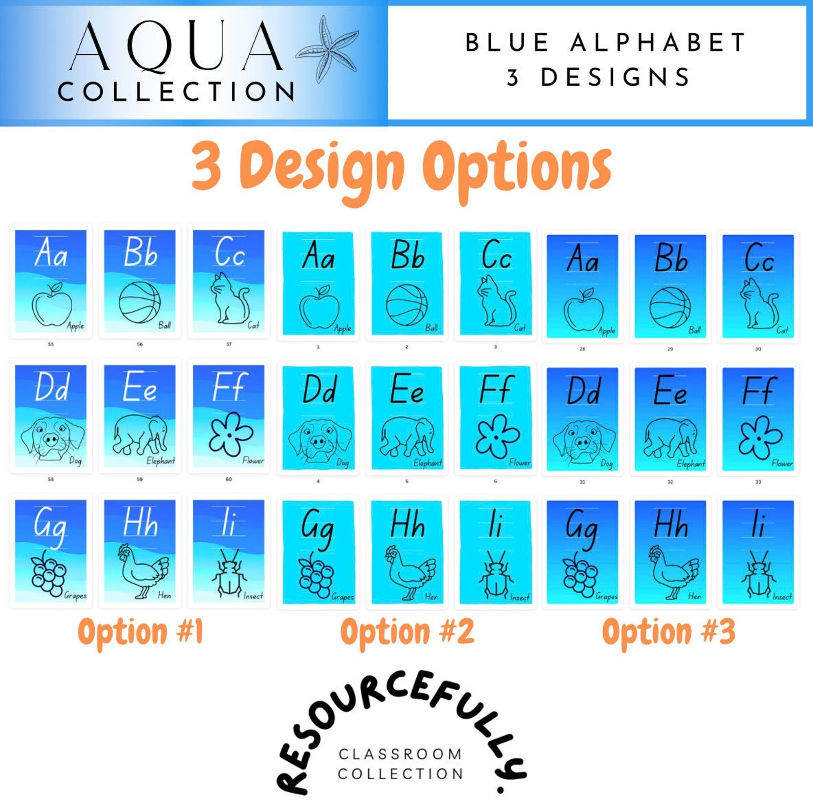 Blue Alphabet Posters L Alphabet Display L Classroom Alphabet L Blue ...