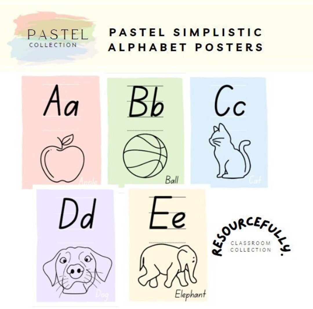 Pastel Simplistic Alphabet Posters | Pastel Classroom Decor | Alphabet ...