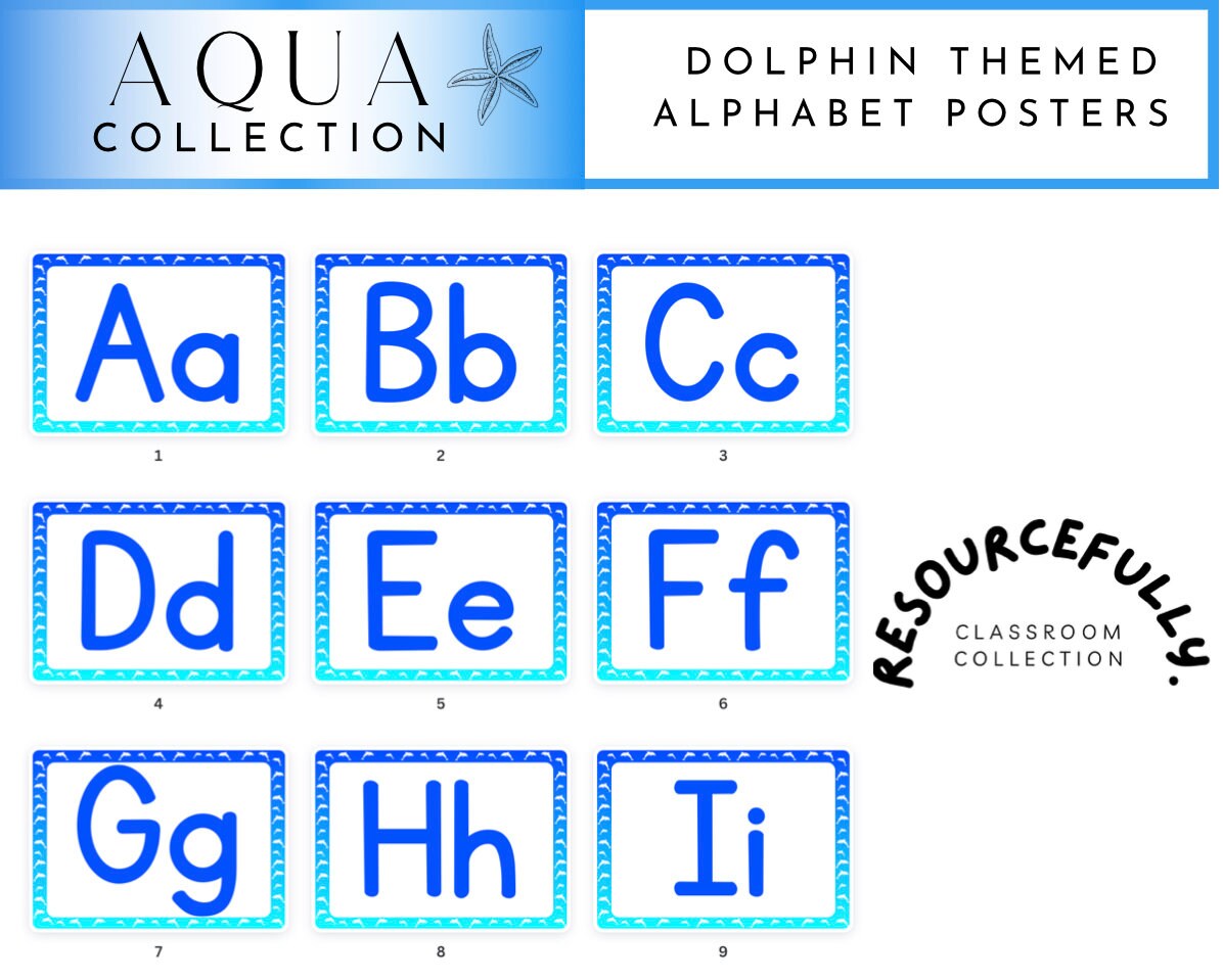 Dolphin Themed Alphabet Posters Blue Alphabet Posters - Etsy