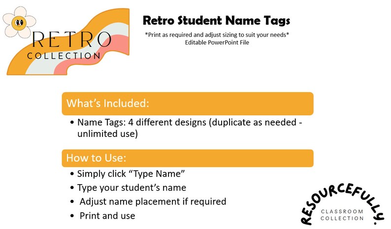 Retro Student Name Tags | Student Identifiers | Tote Tray Labels | Desk ...