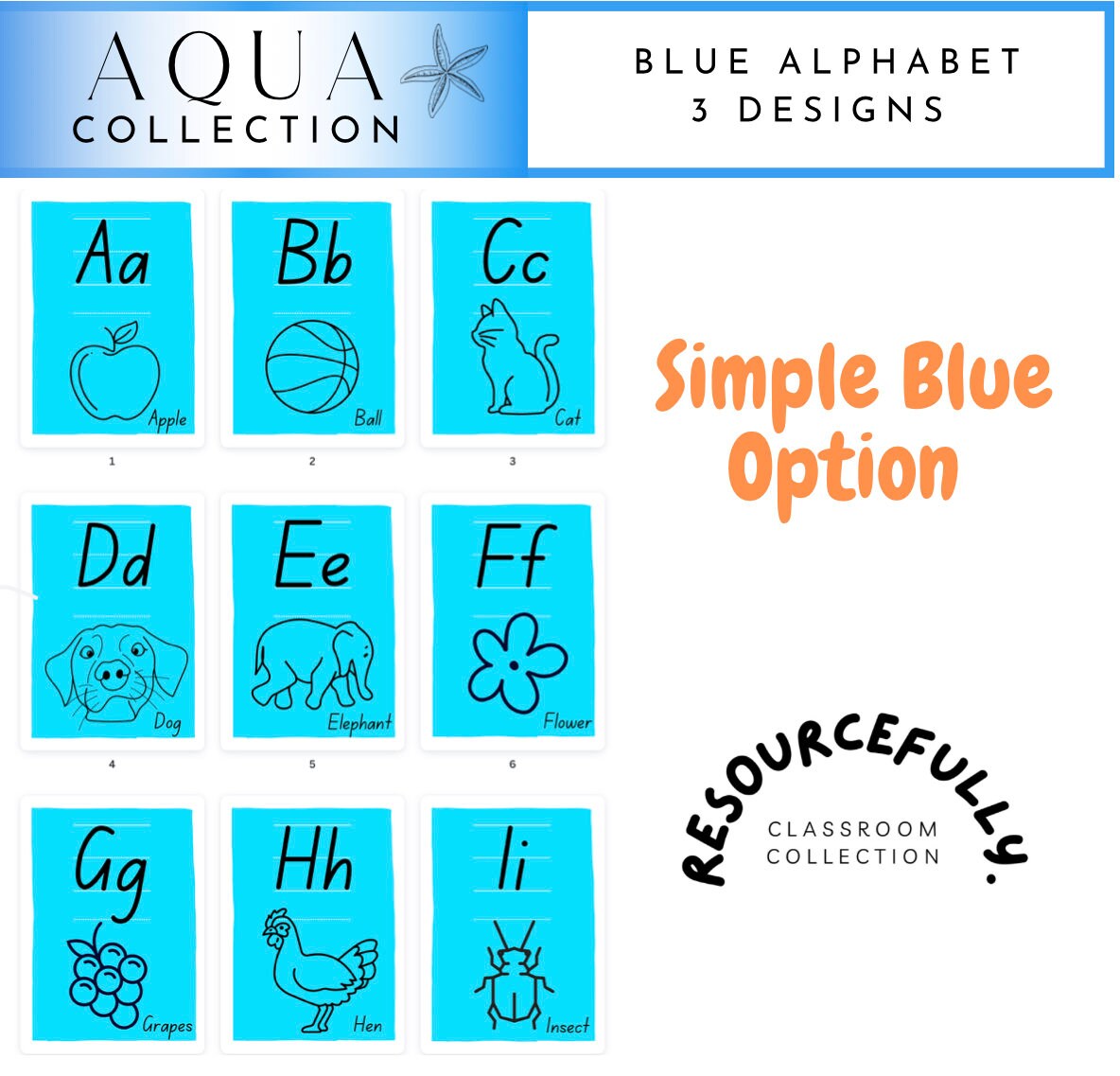 Blue Alphabet Posters L Alphabet Display L Classroom Alphabet L Blue ...