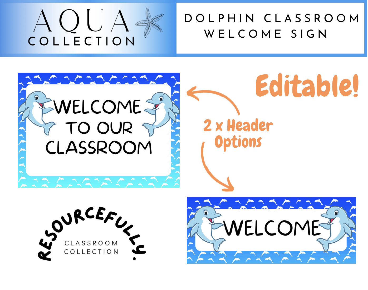 Editable Dolphin Classroom Welcome Sign With Student Name Tags L ...