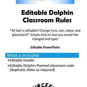 Editable Dolphin Themed Classroom Rules L Classroom Rules Display L ...