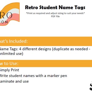 Retro Student Name Tags | Student Identifiers | Tote Tray Labels | Desk ...