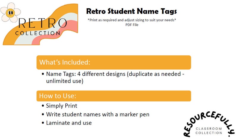 Retro Student Name Tags | Student Identifiers | Tote Tray Labels | Desk ...