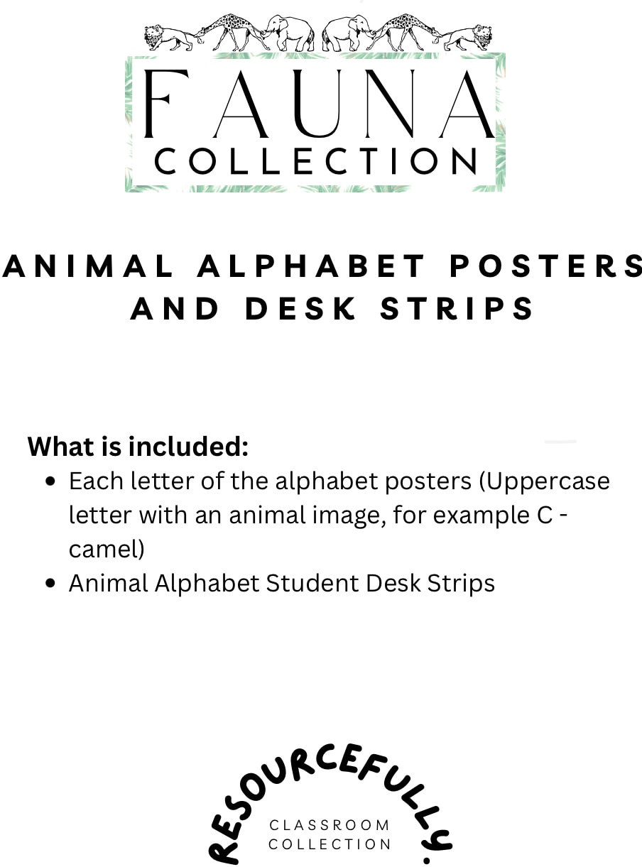 Animal Alphabet Posters and Student Desk Strips L Fauna Alphabet L ...