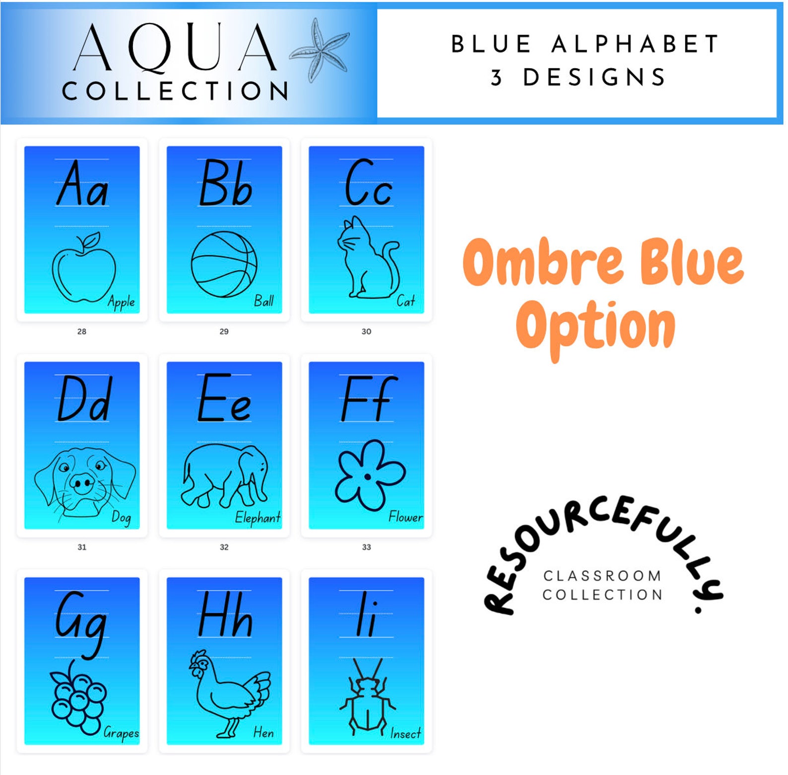 Blue Alphabet Posters L Alphabet Display L Classroom Alphabet L Blue ...