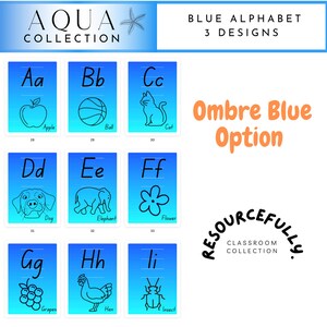 Blue Alphabet Posters L Alphabet Display L Classroom Alphabet L Blue ...