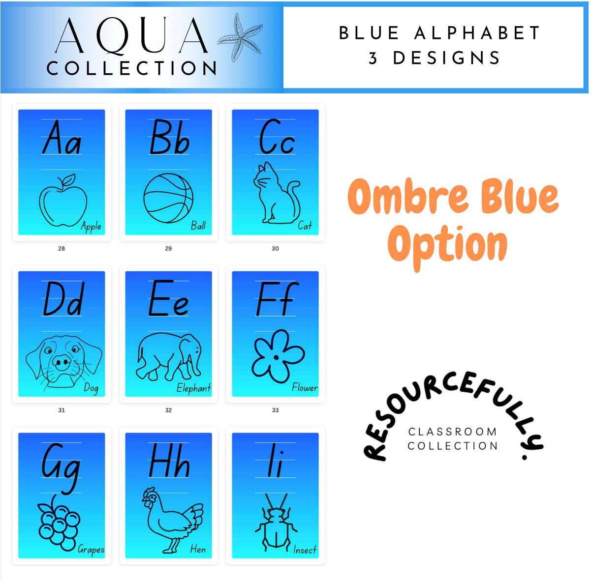 Blue Alphabet Posters L Alphabet Display L Classroom Alphabet L Blue ...