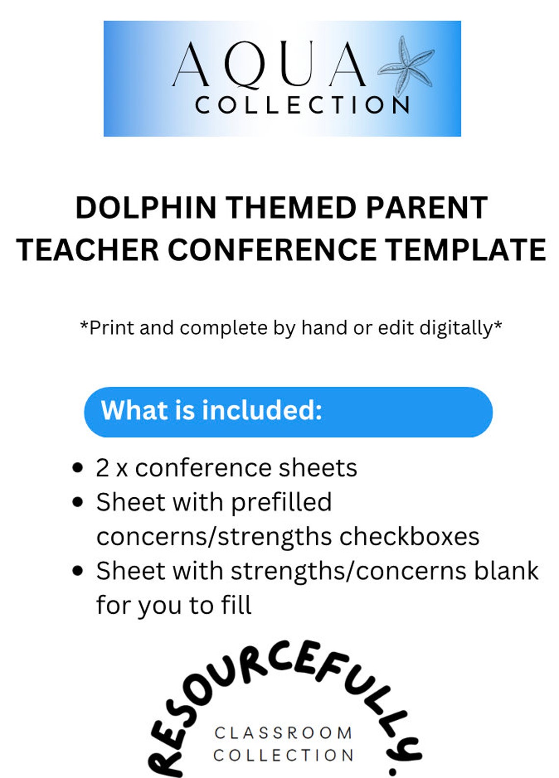 Editable Dolphin Themed Parent Teacher Conference Form L Parent Teacher ...