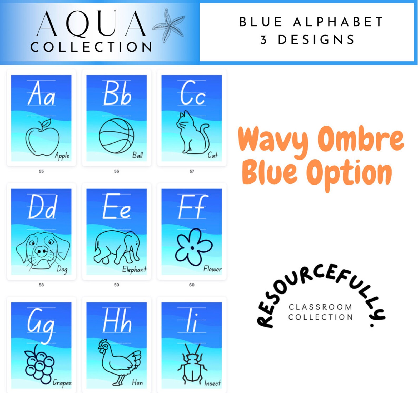 Blue Alphabet Posters L Alphabet Display L Classroom Alphabet L Blue ...