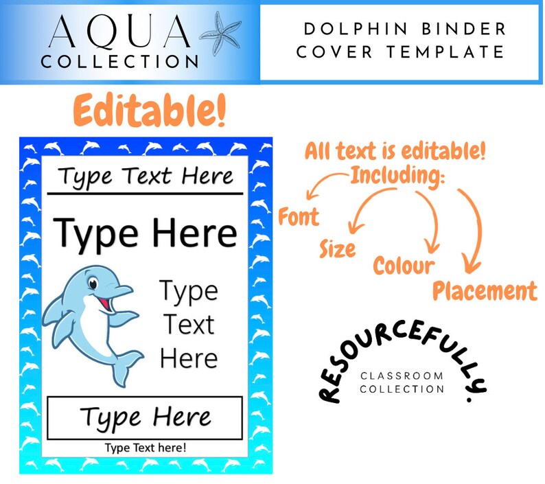 Editable Dolphin Themed Binder Cover Template L Teacher Binder L ...
