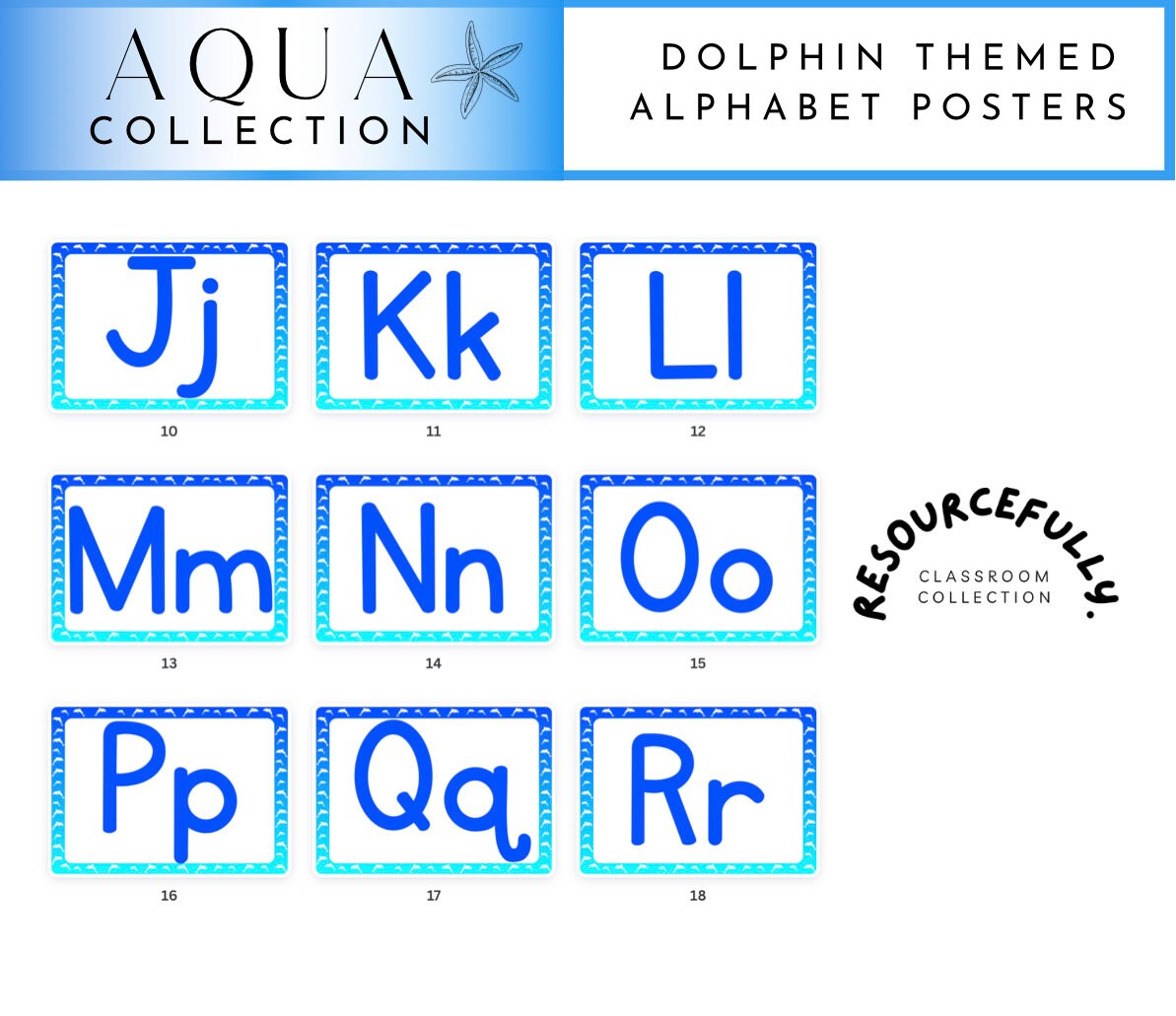 Dolphin Themed Alphabet Posters Blue Alphabet Posters Teacher Resource ...