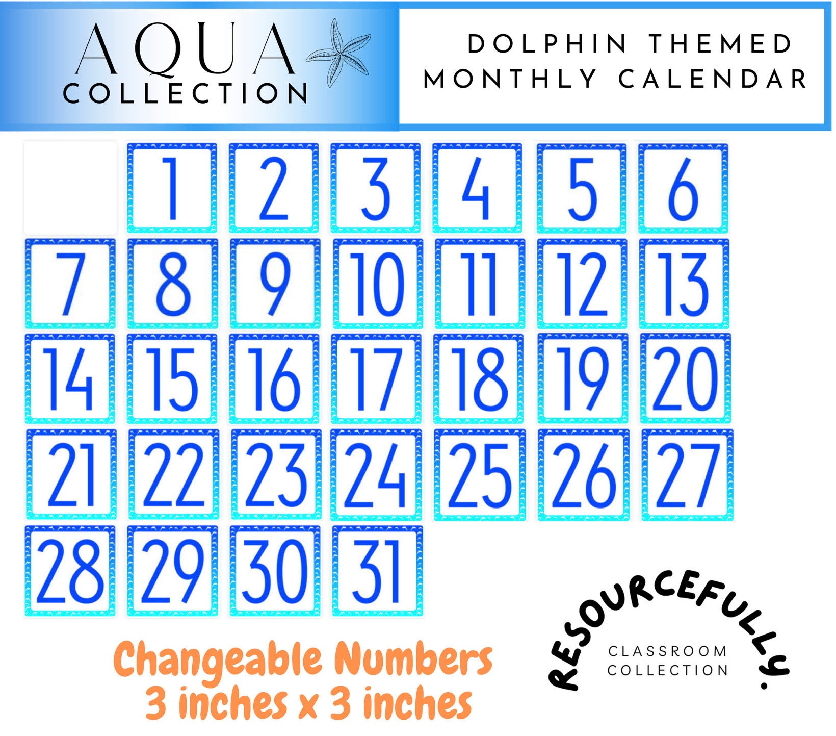 Dolphin Themed Monthly Calendar Display | Classroom Calendar Display ...