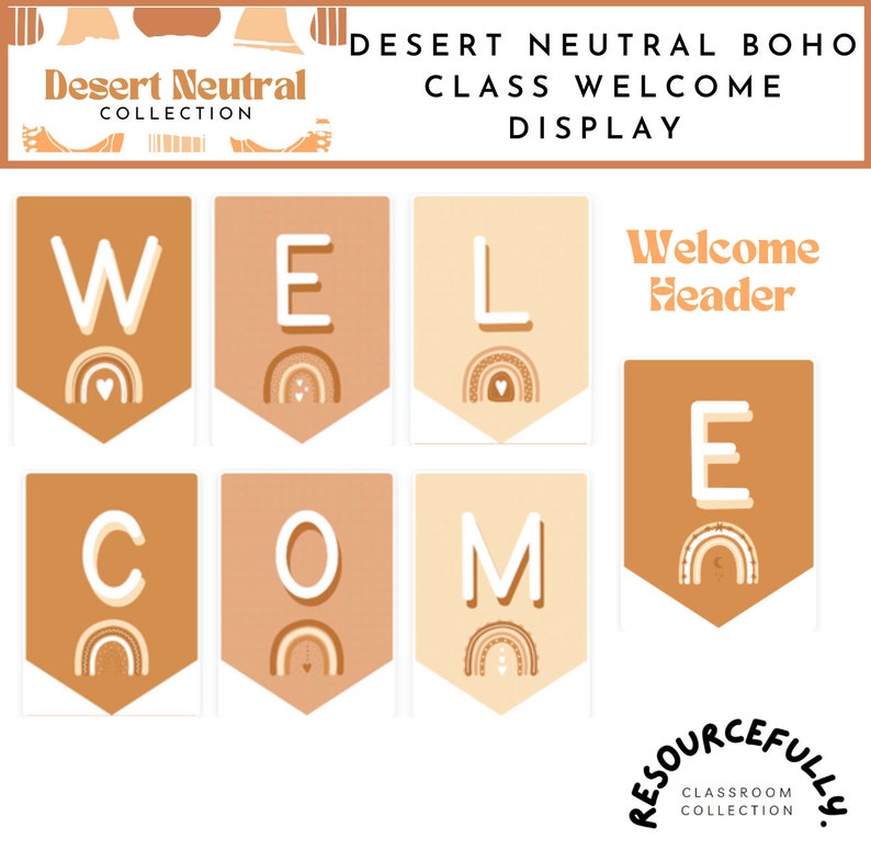 Desert Neutral Boho Editable Classroom Welcome Display | Class Door ...