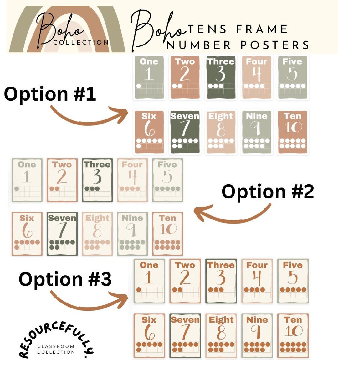 Boho Tens Frame Number Posters L Educational Posters L Classroom Decor ...