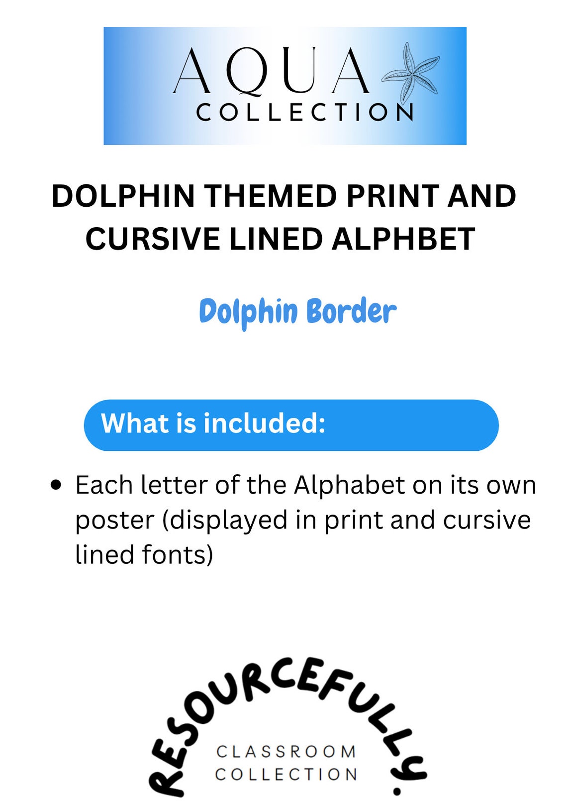 Dolphin Themed Print and Cursive Lined Alphabet Posters | Teacher ...