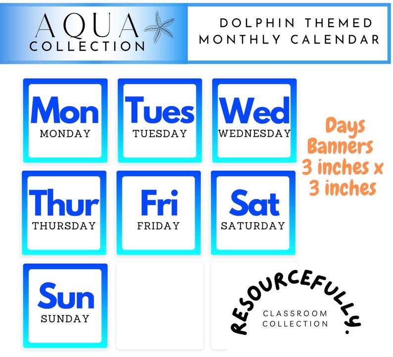 Dolphin Themed Monthly Calendar Display | Classroom Calendar Display ...