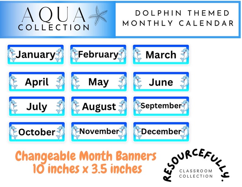 Dolphin Themed Monthly Calendar Display | Classroom Calendar Display ...