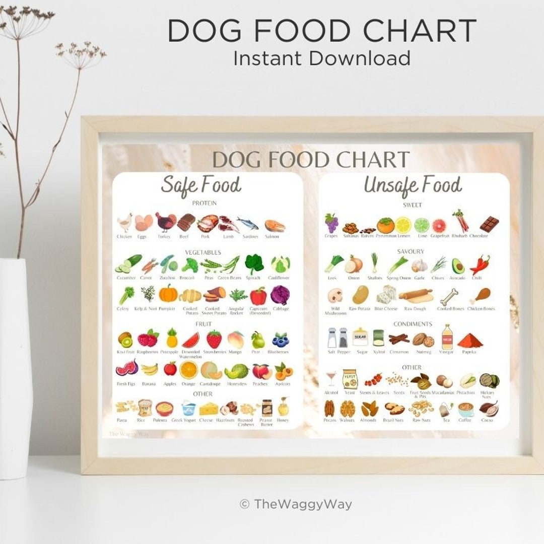 Dog Food Cheat Sheet, Dog Food Chart, Printable Safe Dog Food List, Dog ...