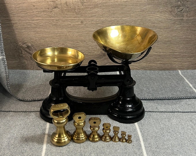 Vintage Librasco Black Cast Iron Kitchen Balance Scales With Original ...