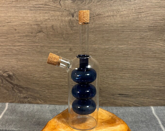 Preloved Oliver Bonas Nami Blue Glass Olive Oil & Vinegar Bottle | 2 in ...