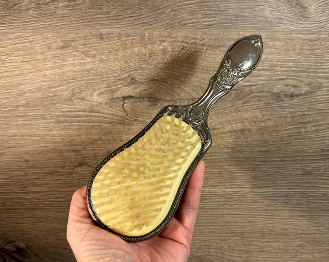 Vintage Heavy Silver Tone Hair Brush | Ladies Vanity Brush | Light ...