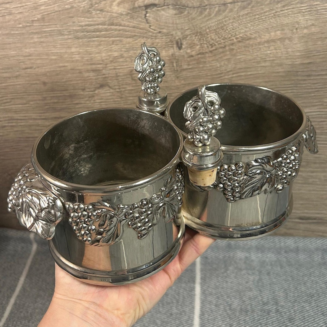 Vintage French Silea Grapevine Silver Tone Twin Wine Bottle Holder ...