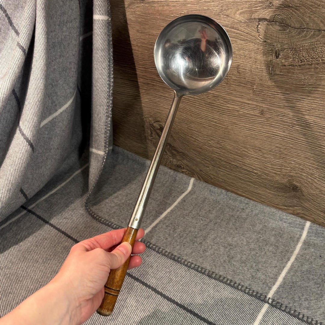 Vintage A Ken Hom Product Ladle With Wooden Handle | Well Used, Worn ...
