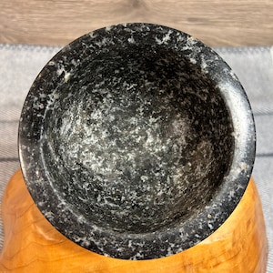 Vintage Hand Crafted Black Stone Rock Mortar and Pestle Kitchen ...