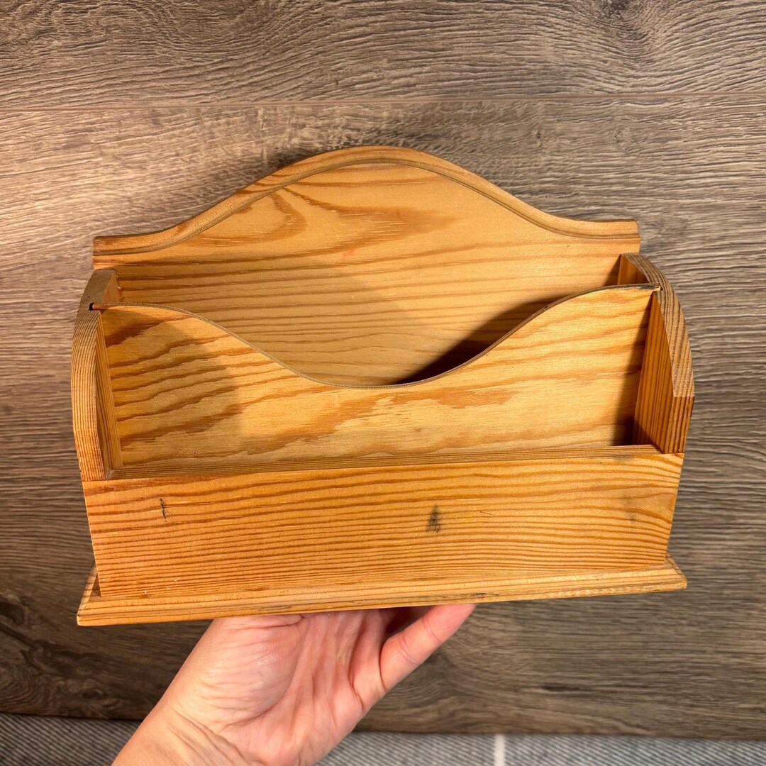 Vintage Basic Small Natural Wood Letter Rack | Office Correspondence ...