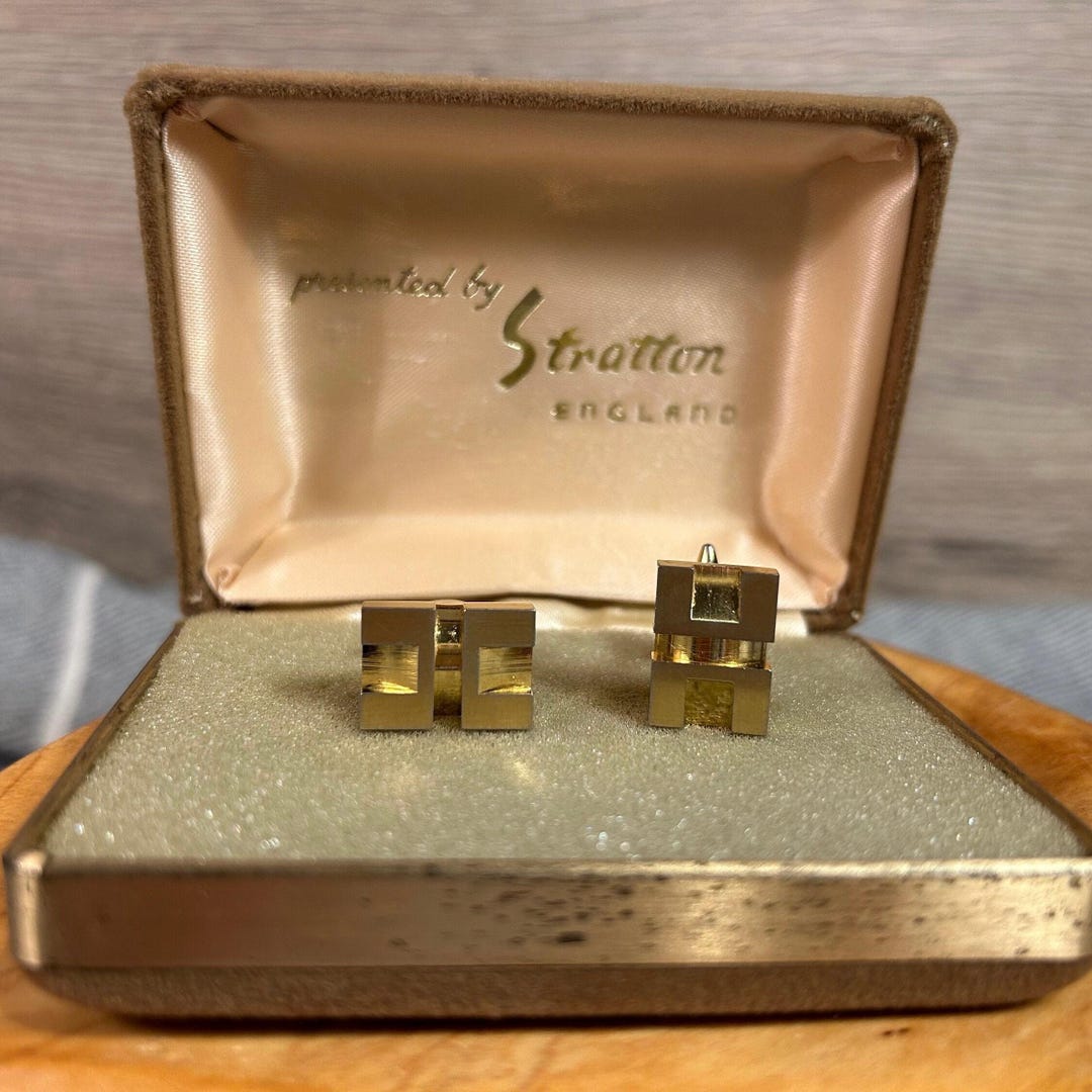 Vintage Mid Century Stratton England Retro Sculptural Brushed Gold Tone ...