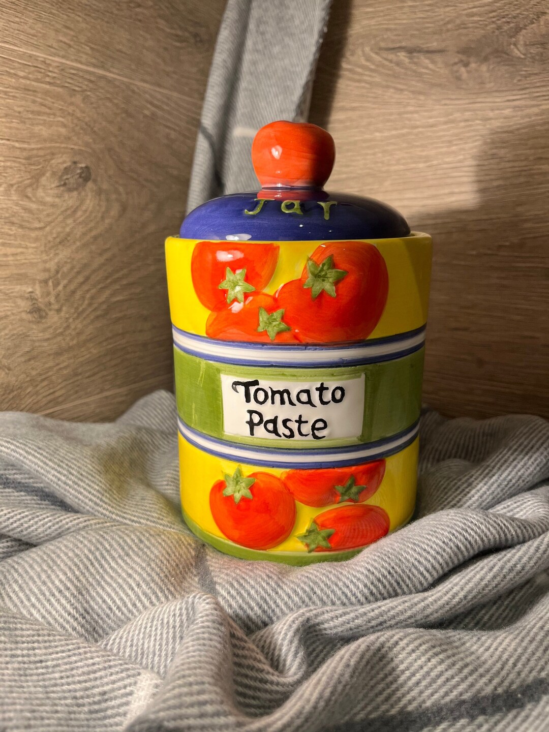 Vintage 1990s Rayware Kitchen Bright Coloured Tomato Paste Storage Jar ...