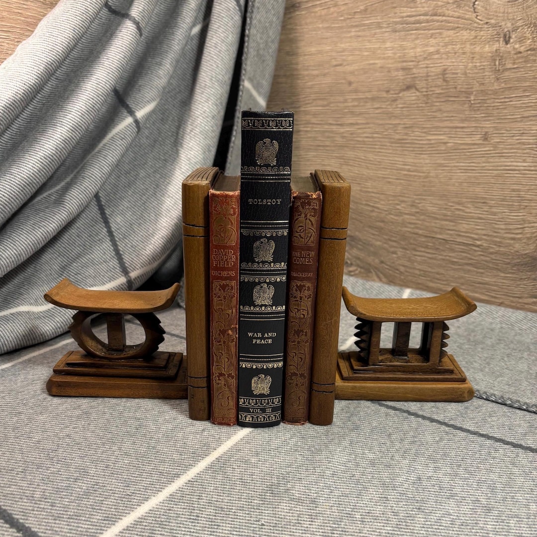 Vintage Hand Carved Ashanti Ghanian Wooden Seat Bookends | Ghana West ...