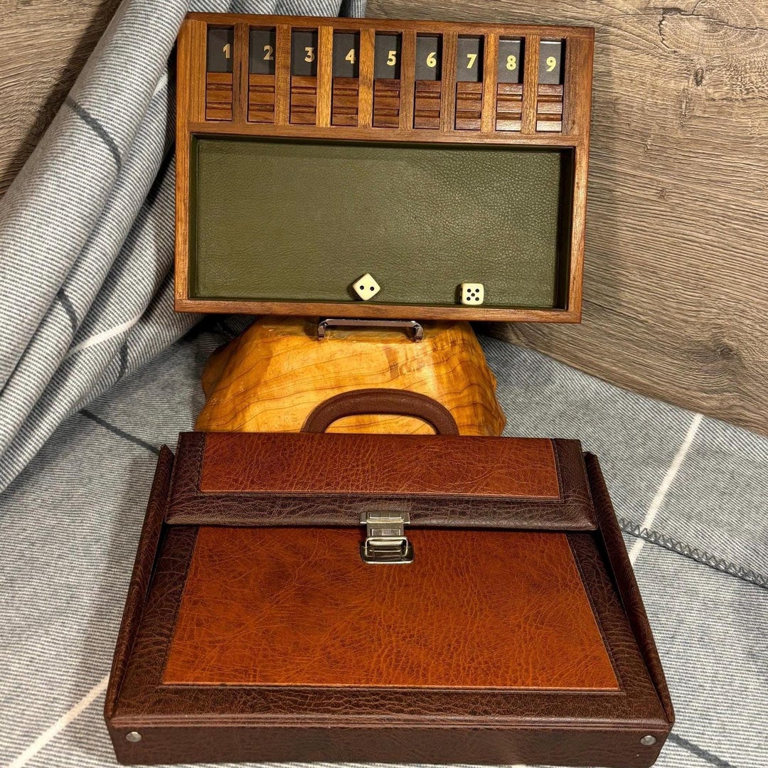 Vintage Shut-the-box International Dice Game in Carry Case MCM Jersey ...