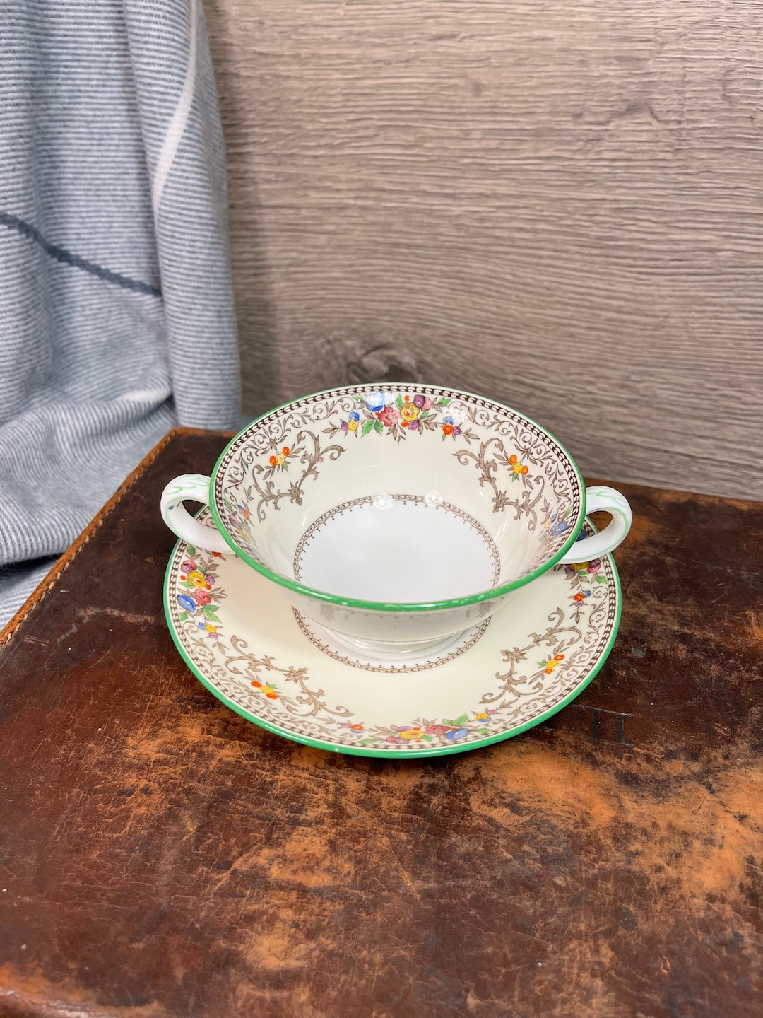 Vintage Minton Shaftesbury Est. 1793 England Footed Cream Soup Bowl and ...
